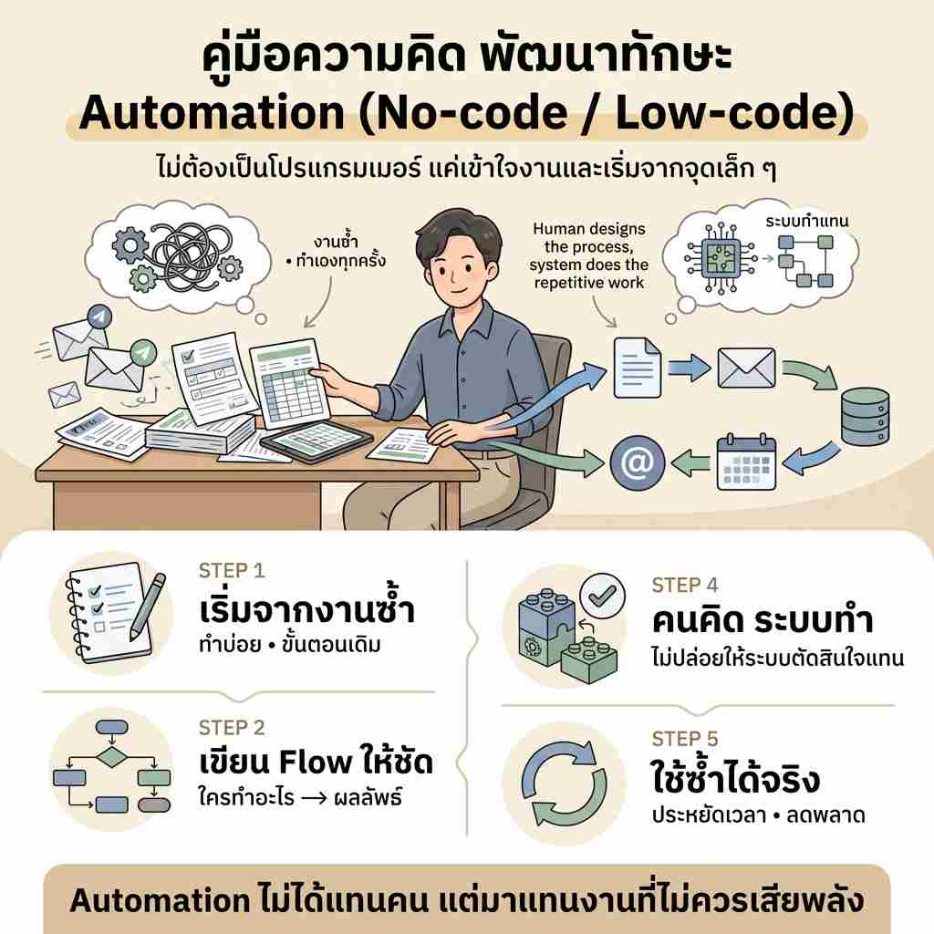 คู่มือความคิด พัฒนาทักษะ Automation (No-code / Low-code) - Smart Dee